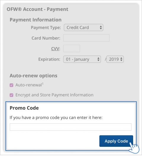 Using a Promo Code | Website | OurFamilyWizard
