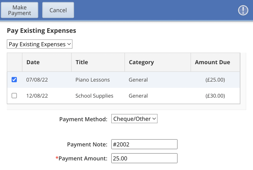 Payments | Parents - Website | OurFamilyWizard